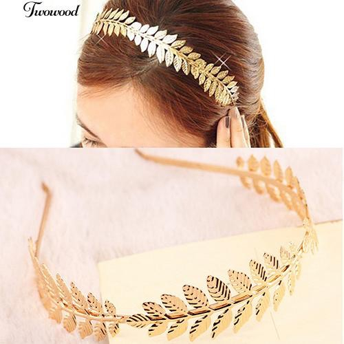 Shining European Greek Goddess Headband Metallic Gold Silver Leaves ...