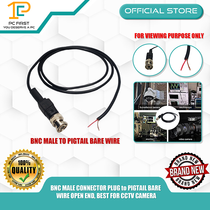 PC FIRST BNC MALE CONNECTOR PLUG to PIGTAIL BARE WIRE OPEN END, BEST ...