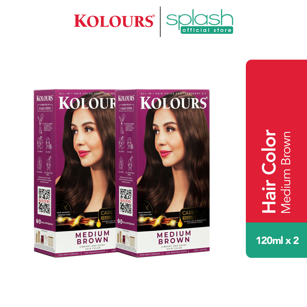 Kolours Hair Dye Medium Brown 120ml Set of 2 | Shopee Philippines