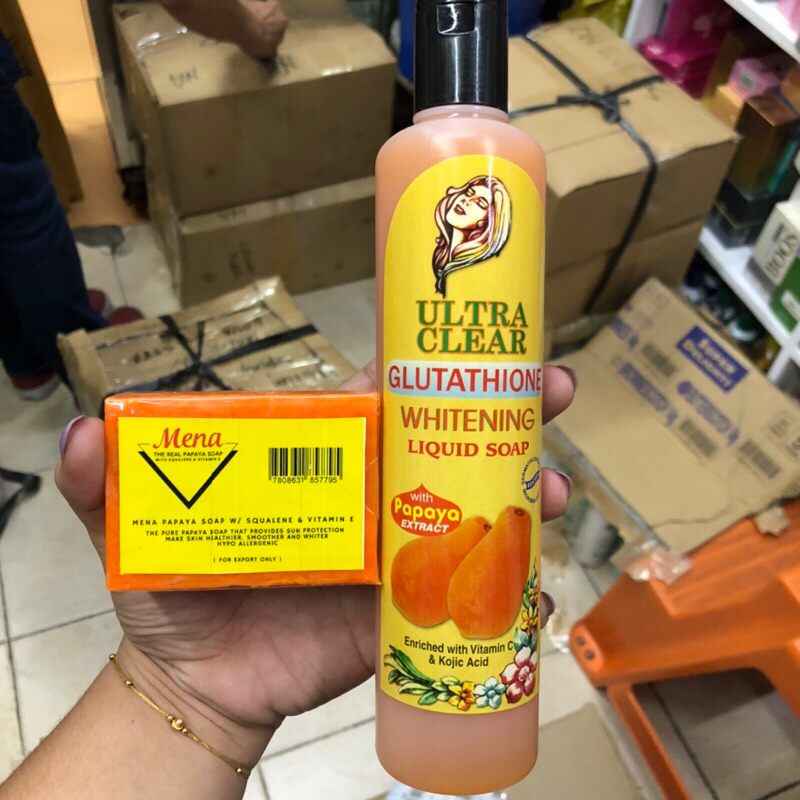 Glutathione whitening liquid Soap papaya(free mena squalene bar soap ...