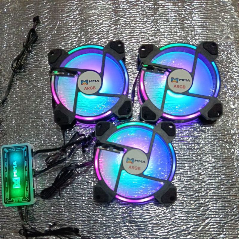 ARGB Fan MMA Fan 10 with hub and remote Controler 3pcs fan set ( 120MM ...