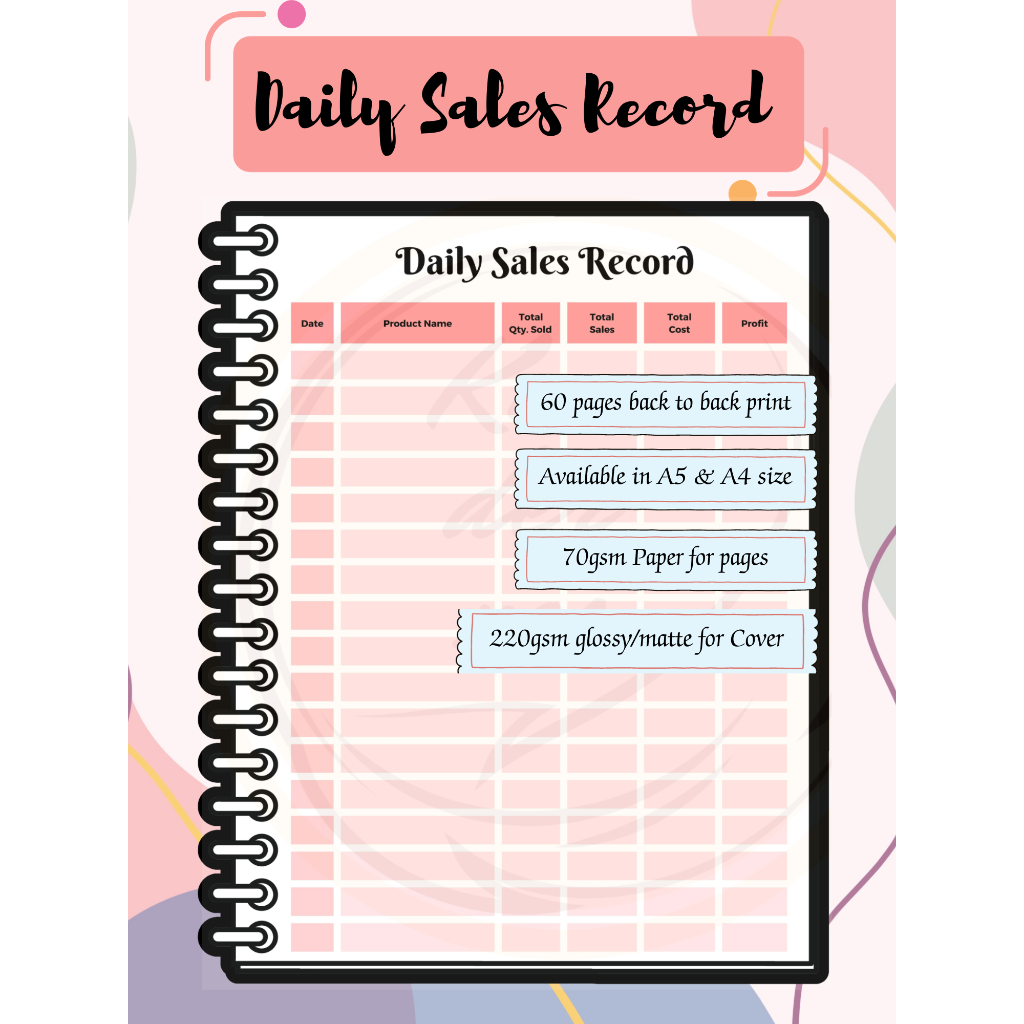 Sales Daily Record Notebook/Profit Monitoring Log Record Notebook ...