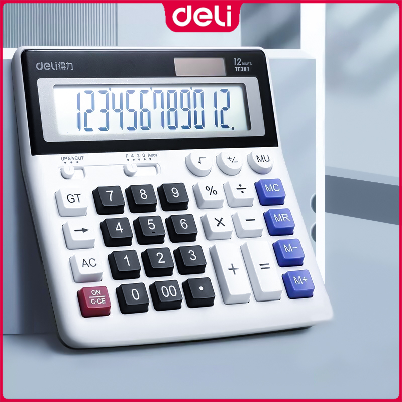 Deli Basic Calculator Big Desktop Calculators Office Supplies TE301 ...