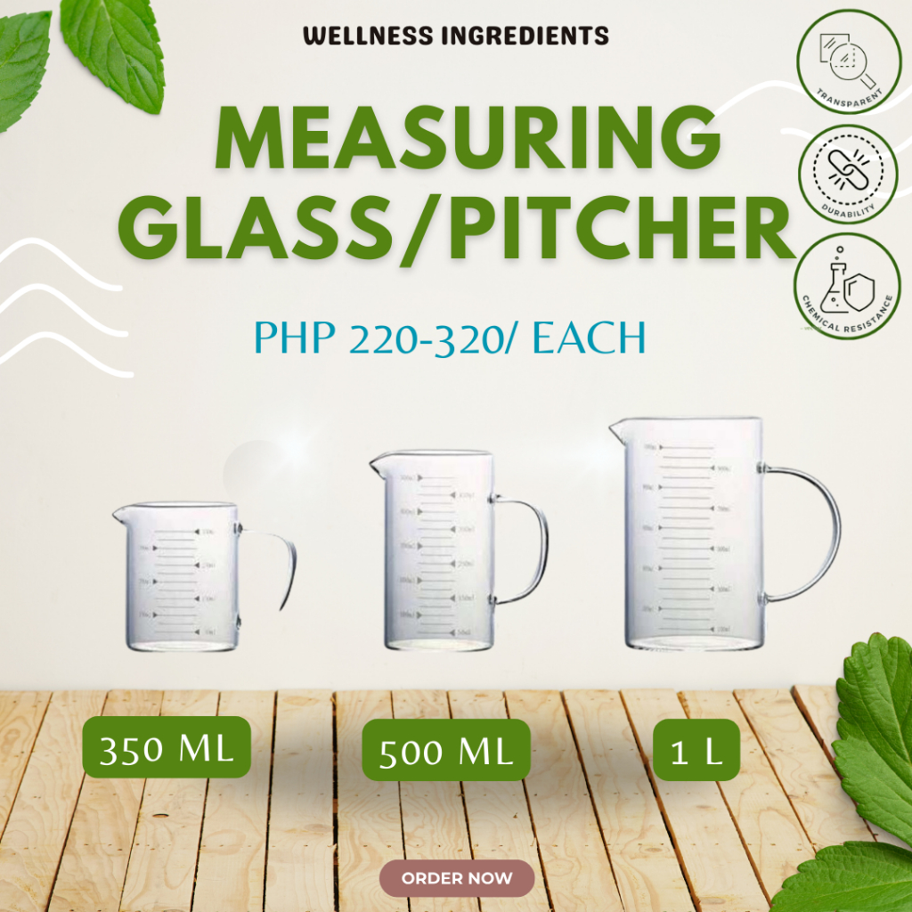 Glass Measuring Cup / Beaker- Heat Resistant 1 Liter / 500ml / 350ml ...