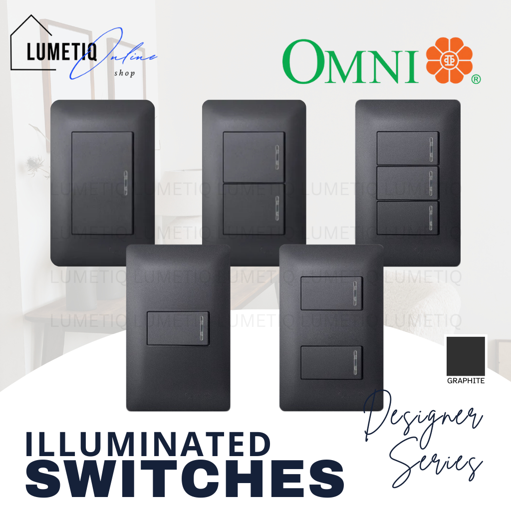 Omni Designer Series Graphite Color Illuminated 1 Way Switch Sets ...