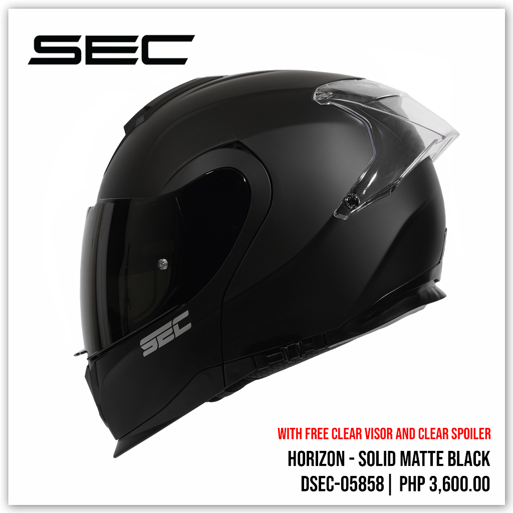 SEC HORIZON I Solid Matte/Gloss Modular Helmet (Sizes S-XL) | Shopee ...