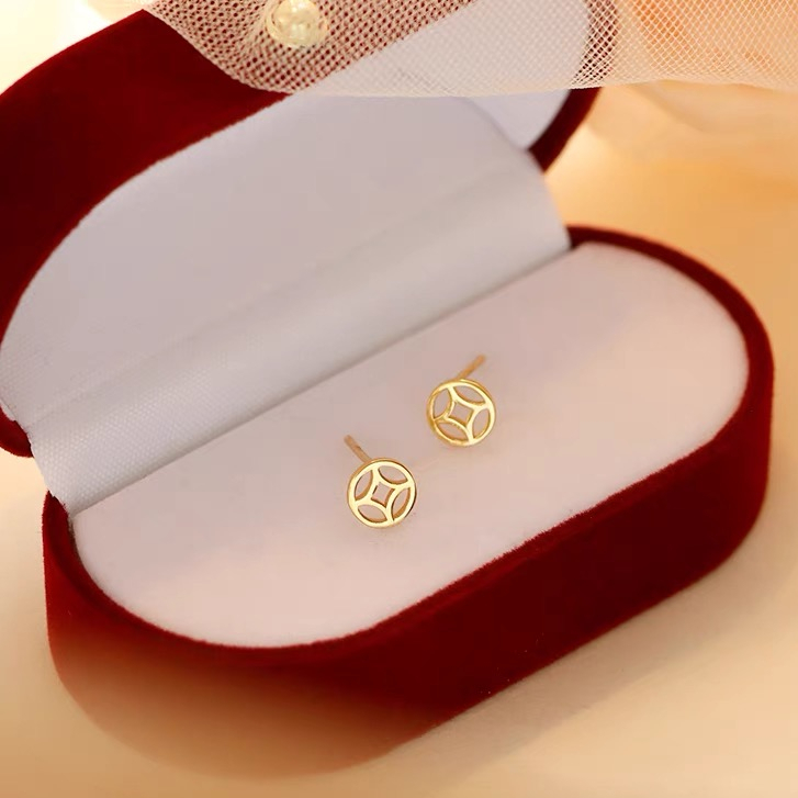 Lucky Charm Earring Money Catcher Coin Gold Plated Charm Earrings For ...