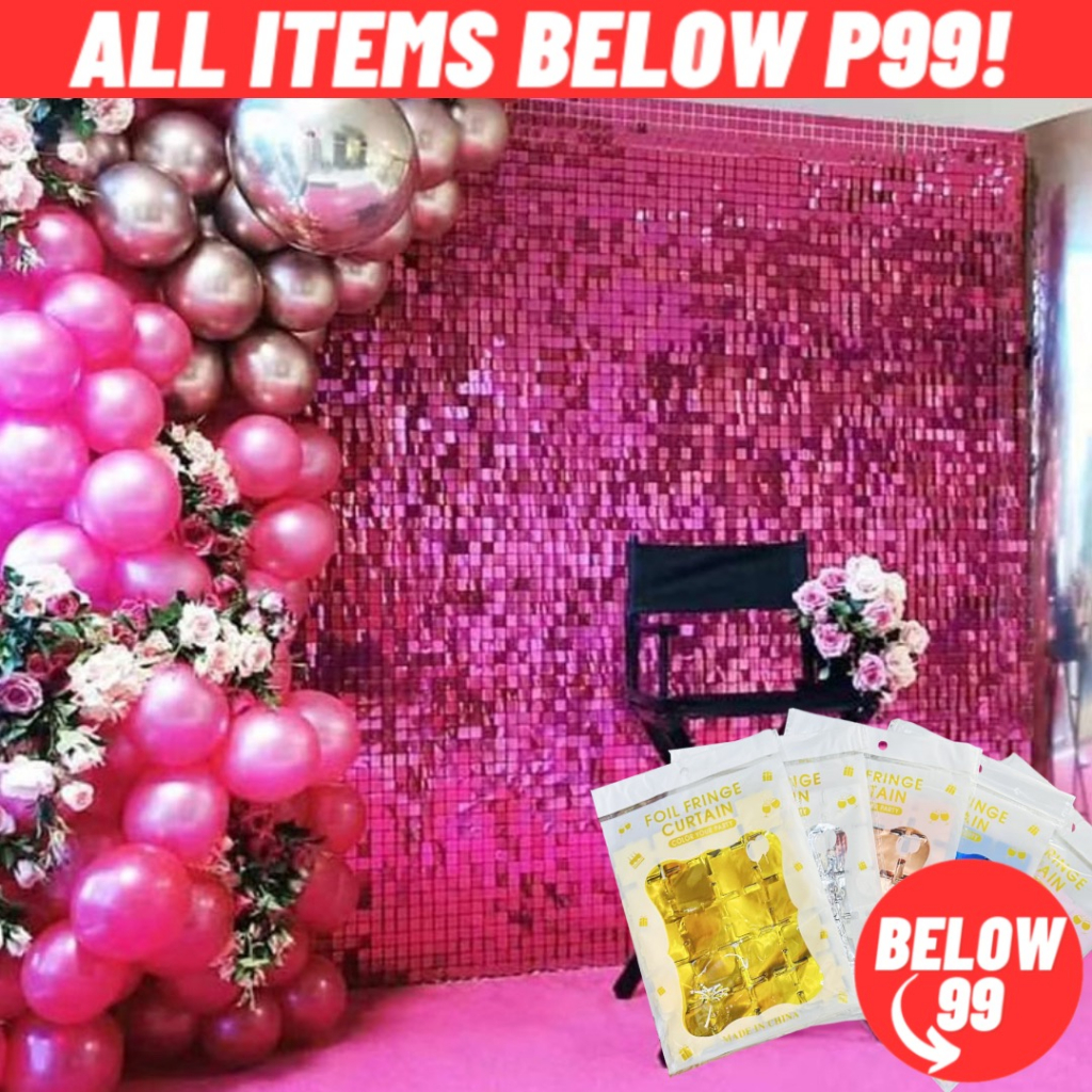 Small Sequin Foil Curtain Square Tile Curtain 2 x 1 Meters Party ...