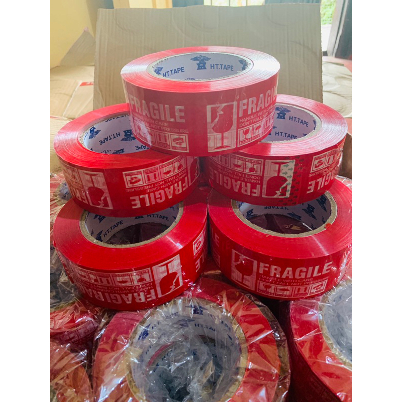 12 rolls 2inch x 200M fragile tape handle with care packaging | Shopee ...