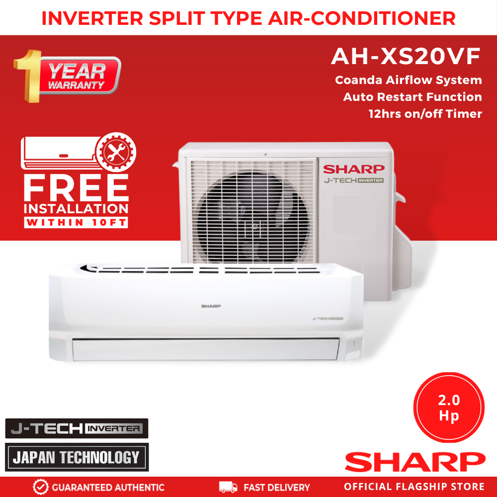 Sharp AH-XS20VF 2.0 HP Aircon Split Type J-tech Inverter Air ...