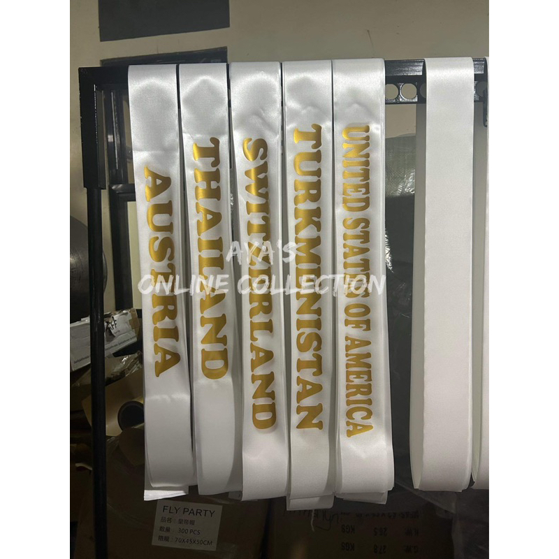 Sash plain gold for United Nations Costume ( Message lang po kung wala sa pag pipilian na bansa ...