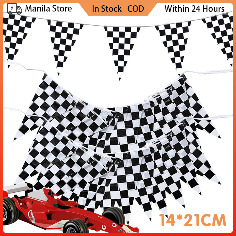 Triangle Checkered Hanging Flag Chequered Printed F1 Car Racing Flag ...