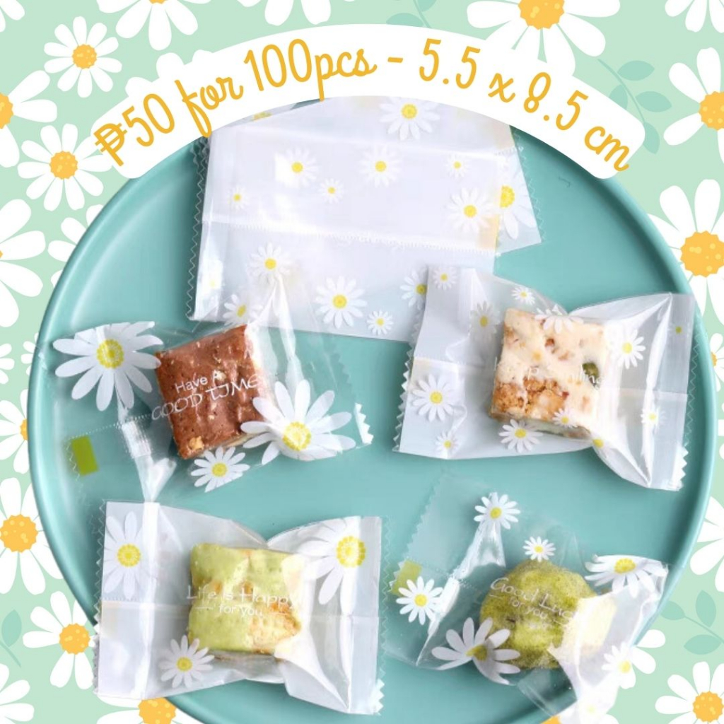 FP1839 (100pcs) 5.5x8.5 CM Daisy Floral Cookie Bag Sealing Pastry Heat ...