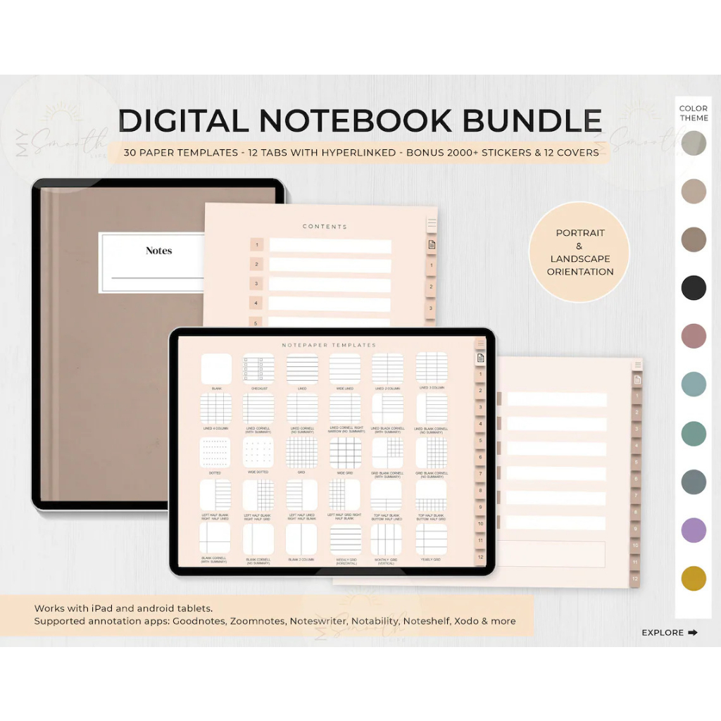 Digital Notebook BUNDLE - Digital Notes Template for Notetaking ...