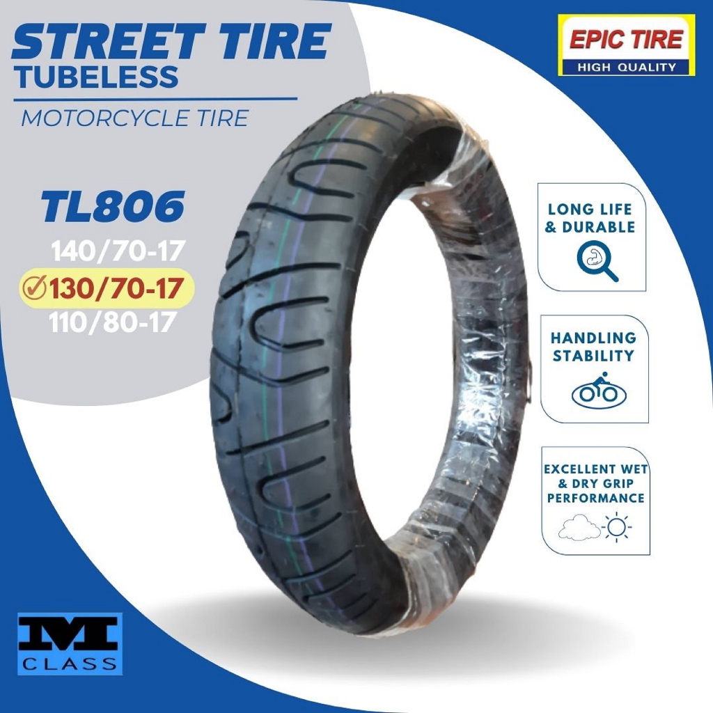 R17 TL806 STREET TIRE TUBELESS FOR ROUSER, GIXXER, CBX150, TFX150 - 130 ...