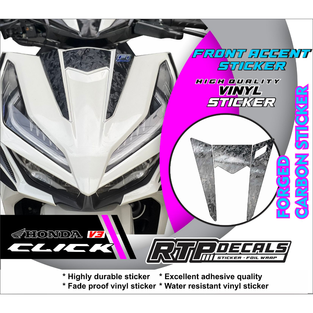 HONDA CLICK V3 FRONT ACCENT CARBON FIBER STICKER CUT-OUT AVAILBLE ALL ...
