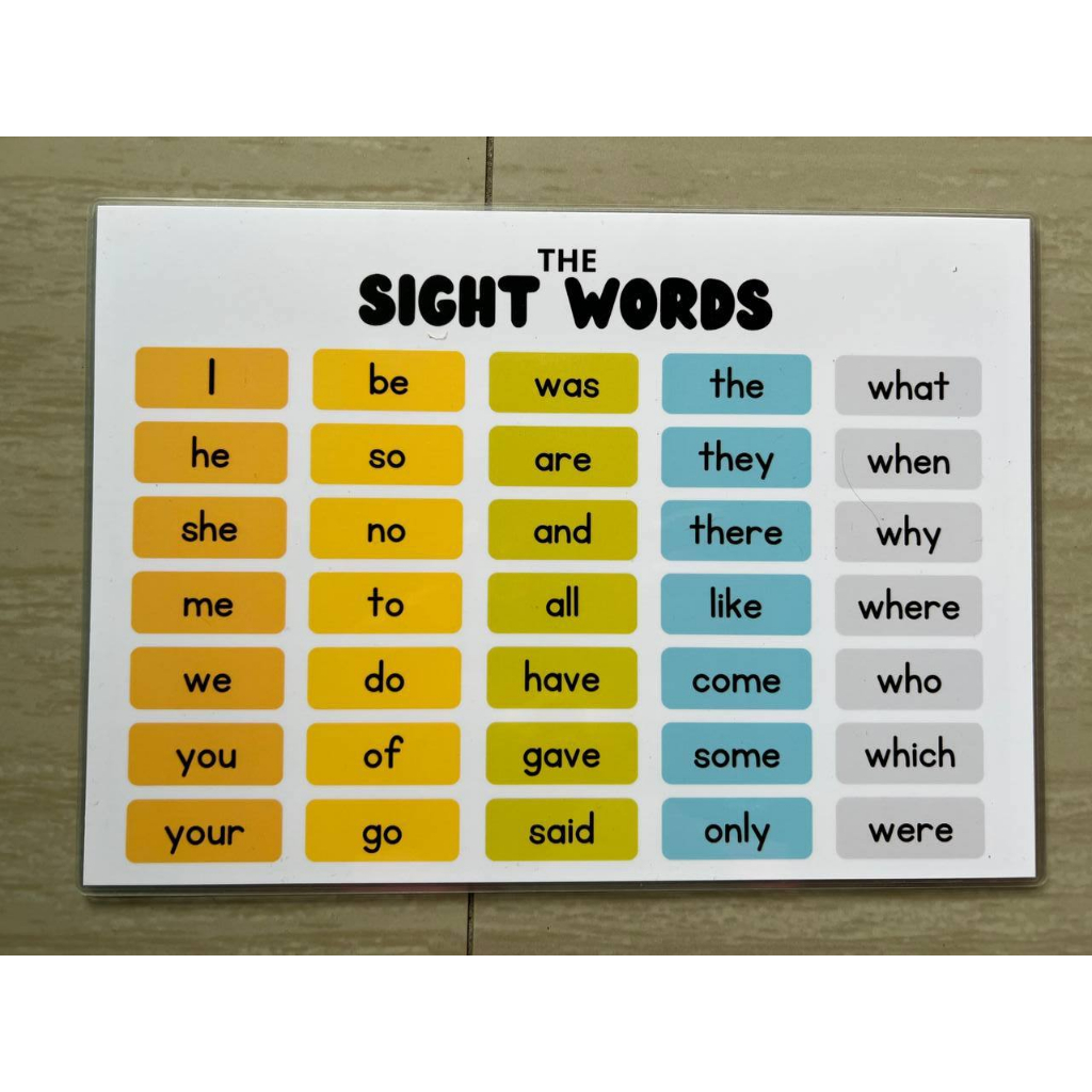 Educational learning materials for kids Laminated A4 Size Chart SIGHT WORDS PRONOUNS VOWELS ...