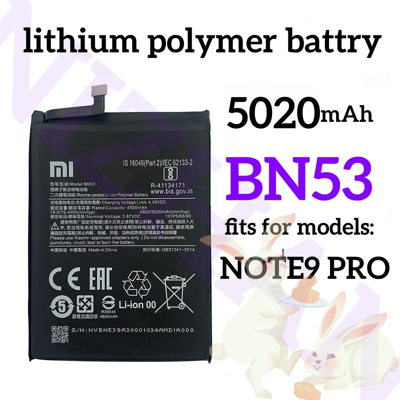 Xiaomi BN53 Battery For Xiaomi Redmi Note 9 Pro 5020mAh | Shopee ...