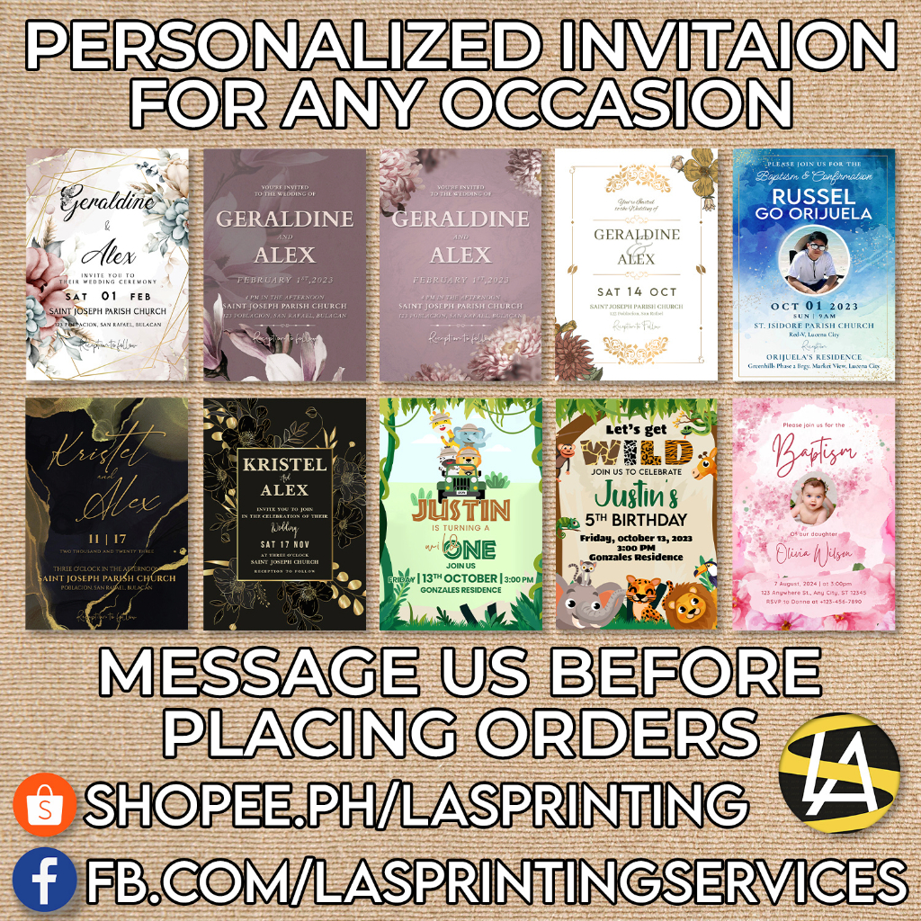 Personalized Invitation for Wedding/Birthday/Baptismal/Debut/etc. (FREE ...