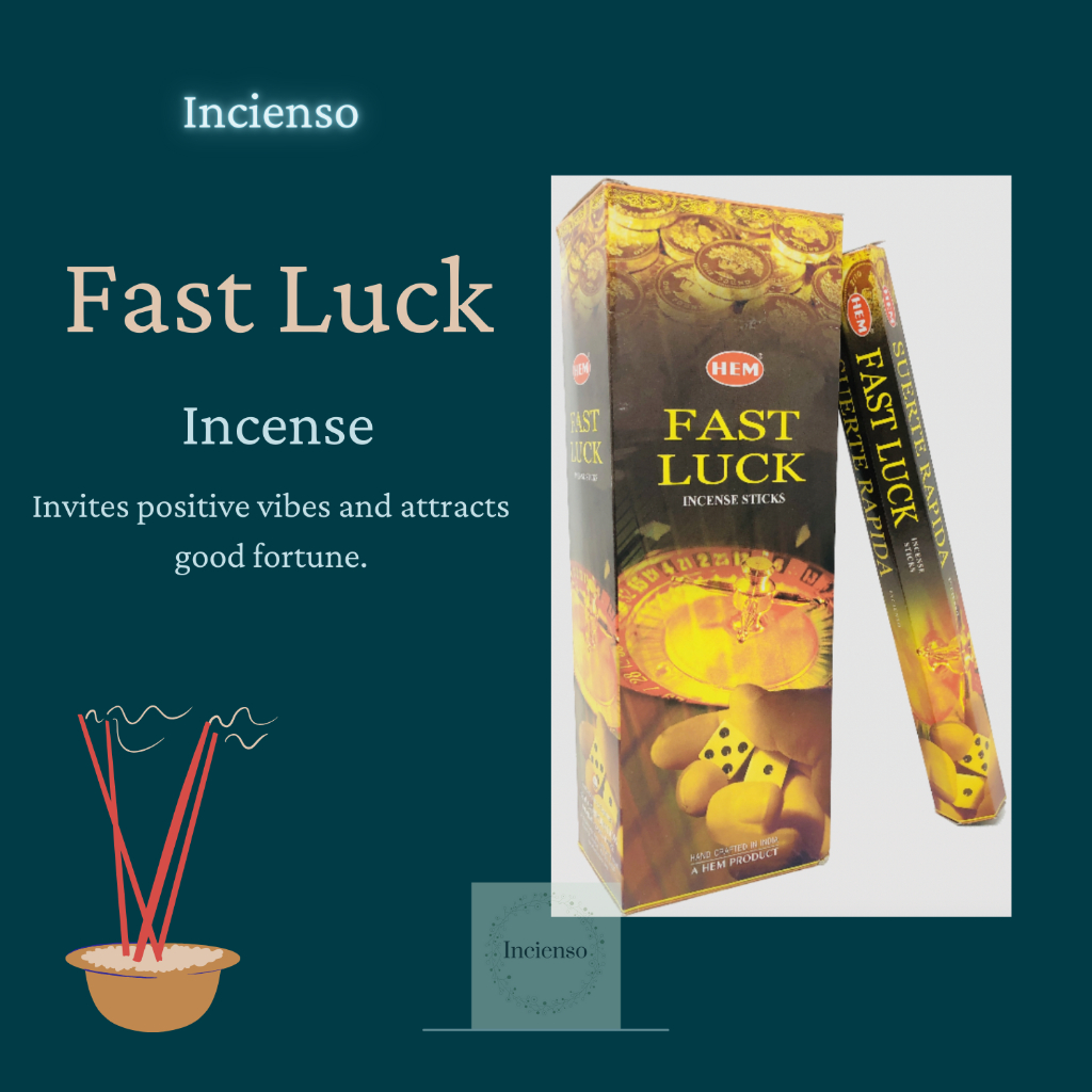 HEM Incense Sticks - FAST LUCK - Authentic & Imported from India - 20 scented sticks per pack ...