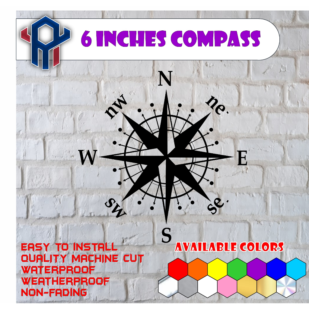compass 6 inches machine cut waterproof motorcycle, car, laptop ...