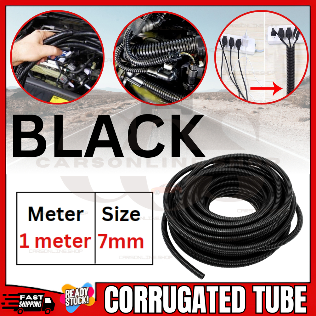COS (1M) 7mm Car Split Wire Loom Conduit Polyethylene Corrugated Pipe ...