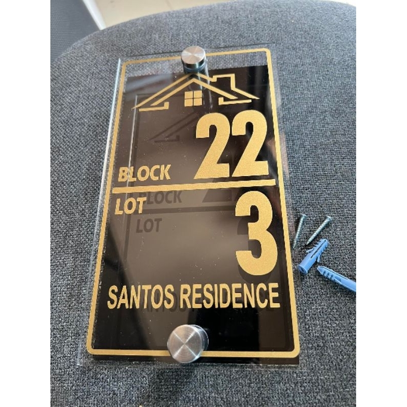 HOUSE NUMBER/BLK AND LOT SIGNAGE 5"X9" DOUBLE ACRYLIC WITH TOX BOLTS ...