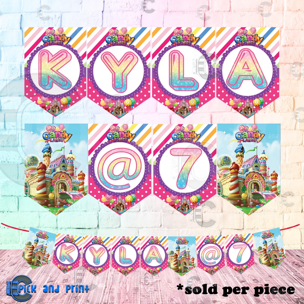 Personalized/Customized Candyland Name Flag Banner Banderitas for DIY ...