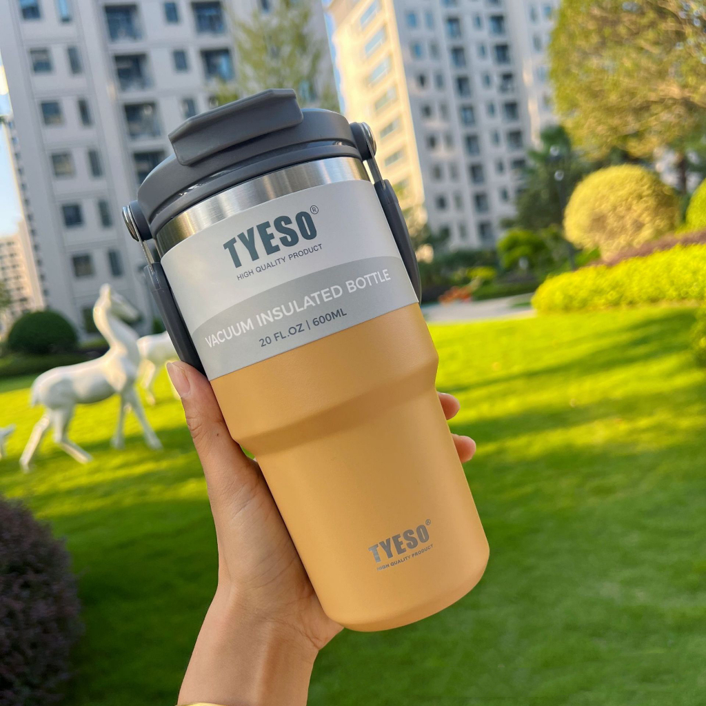 New Tyeso Tumbler with Foldable Straw Thermos Coffee Mug Stainless ...