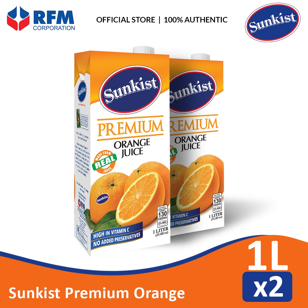 Sunkist Premium Orange Juice 1L - Set of 2s | Shopee Philippines