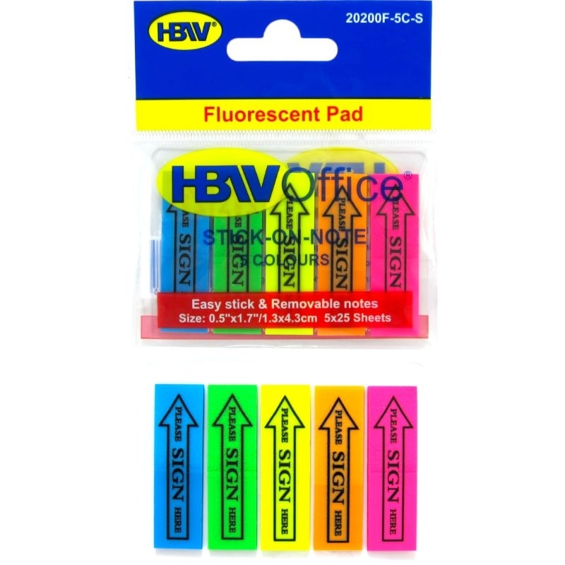 HBW STICK ON NOTE – 5 in 1 COLOR (Arrow – Sign here) | Shopee Philippines