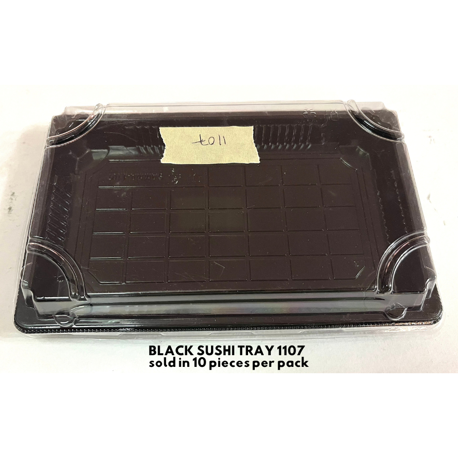 [10 pieces] Rectangular black sushi tray / kimbap tray / siomai tray ...