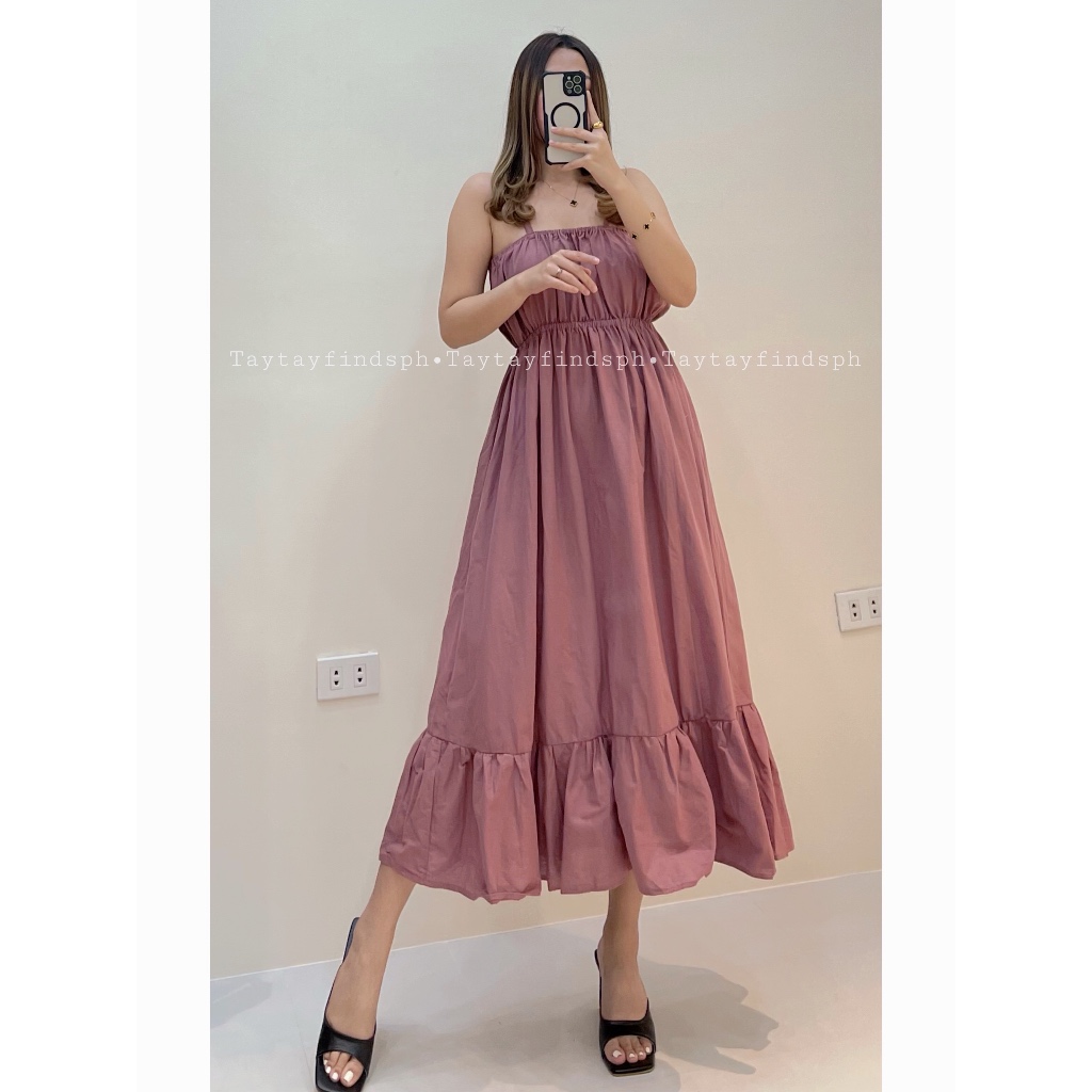 CINDY BUBBLE TUBE LINEN MAXI DRESS | taytayfindsph | Shopee Philippines