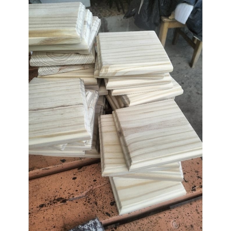 Square planks with routed edges. made from pinewood. 12 cm by 12 cm.for ...