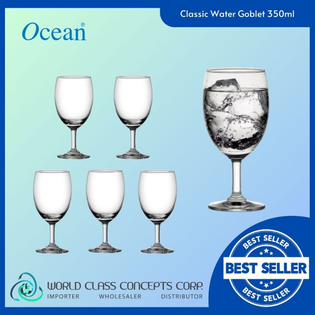 Ocean Glassware Classic Water Goblet Juice Drinking Glass 354ml (Set of ...