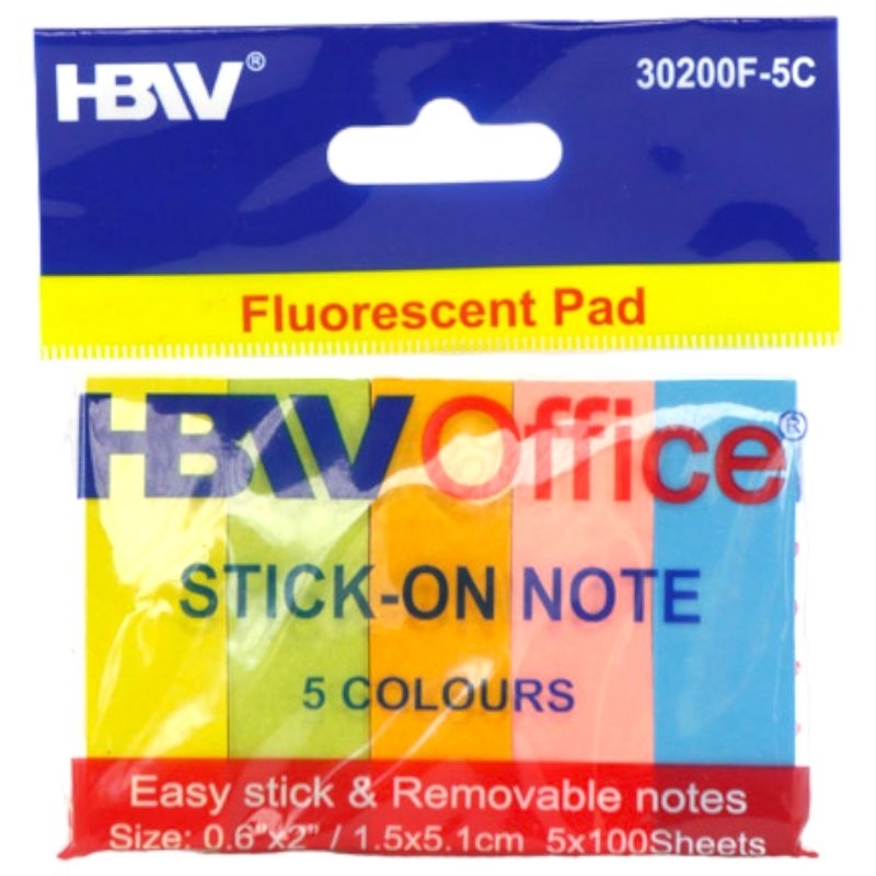 HBWOffice Stick-On Note Fluorescent Pad 5’s | Shopee Philippines