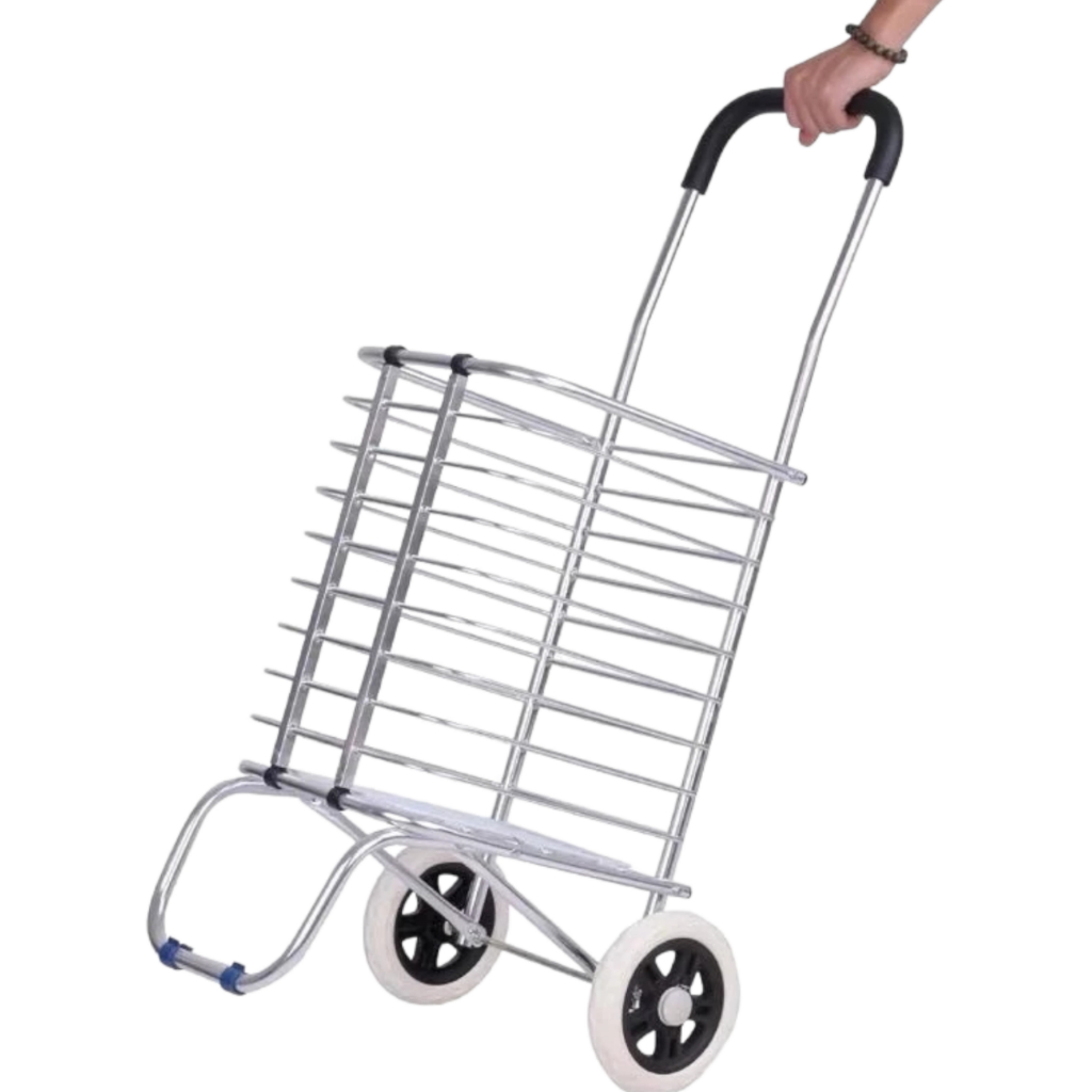 Portable Grocery Cart Folding Shopping Cart With Wheels Stainless ...