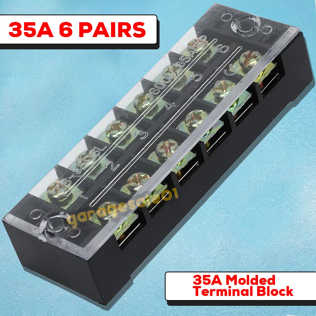 35A Terminal Block Molded Type Electrical TB-3506 25A 600V 6 PIn ...