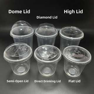 50pcs 90mm Milk Tea Cup PP U cup Plastic Cup Coffee Cup Juice Cup With Lid 360ml/500ml/700ml ...