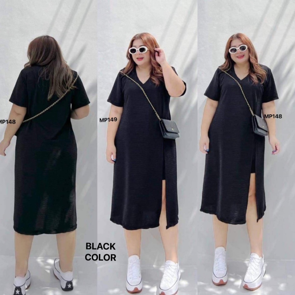 Camelia Plus Size Coordinates Midi Dress with Slit pair with 2 sided ...