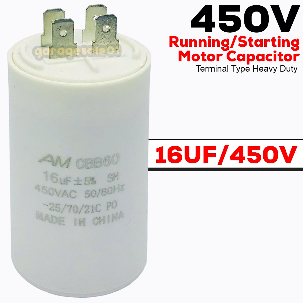 16UF/450V Motor Run Starting Capacitor Terminal Type Heavy Duty ...