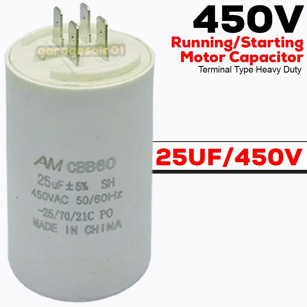 25UF/450V Motor Run Starting Capacitor Terminal Type Heavy Duty | Shopee Philippines