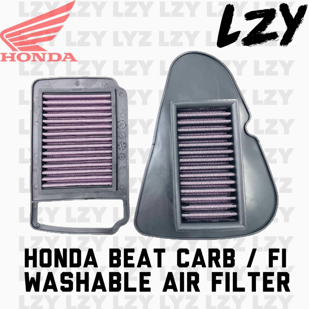 LZY Honda Beat Fi / Beat Carb / Zoomer X Washable Air Filter High Flow ...