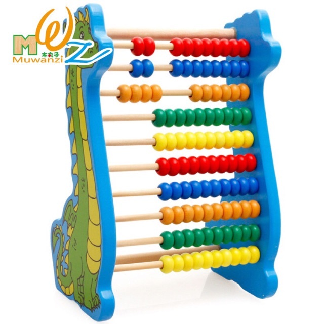 10-Row Wooden Beads Abacus Count Frame Teaching Aid Math Educational ...