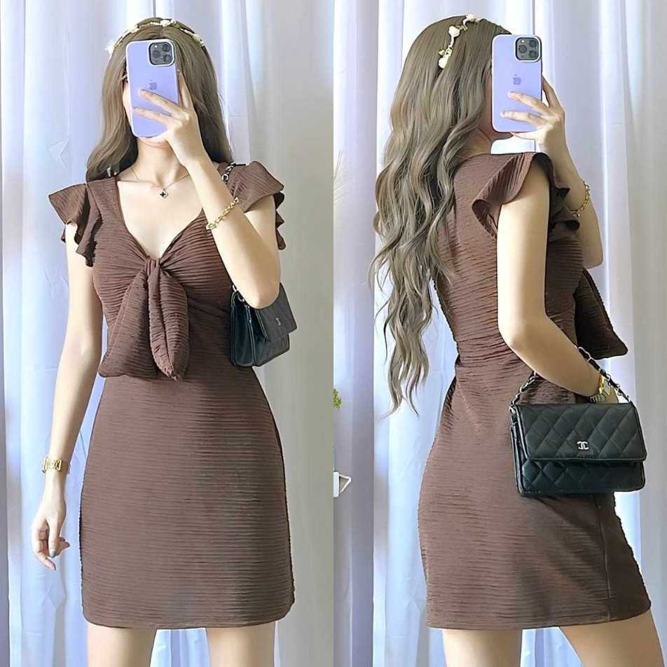 DBS MARIGOLD Bodycon Dress Bark Crepe Fabric FITS Small to Large Casual ...