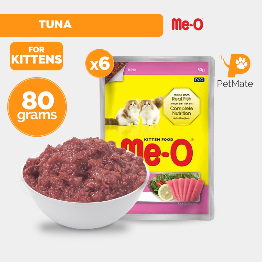 Me-O Kitten Wet Food Pouch Tuna in Jelly 80g BUNDLE OF 6 - PetMate ...