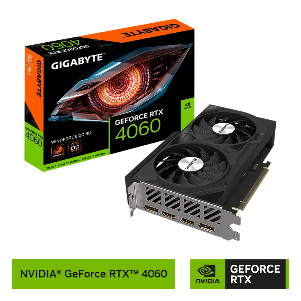 Gigabyte NVIDIA® GeForce RTX™ 4060 GV-N4060WF2OC-8GD WindForce OC 8GB ...