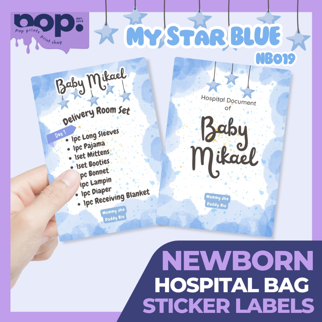 MY STAR BLUE [NB019] - Newborn Checklist Hospital Bag Sticker and Baby ...