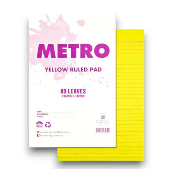 1 Pads Metro Yellow Ruled Pad 80LVS 13"x8.5" | Shopee Philippines