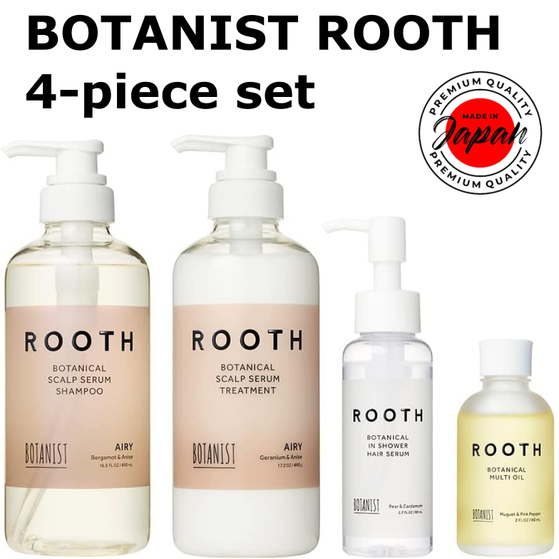 [Set] BOTANIST ROOTH 4-piece set Shampoo & Treatment & Hair Oil & Hair Serum [Airy] Silicone ...